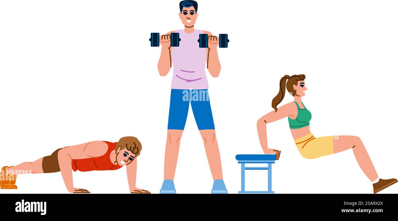 plank fitness exercises arm vector. pullup press, extension flex ...