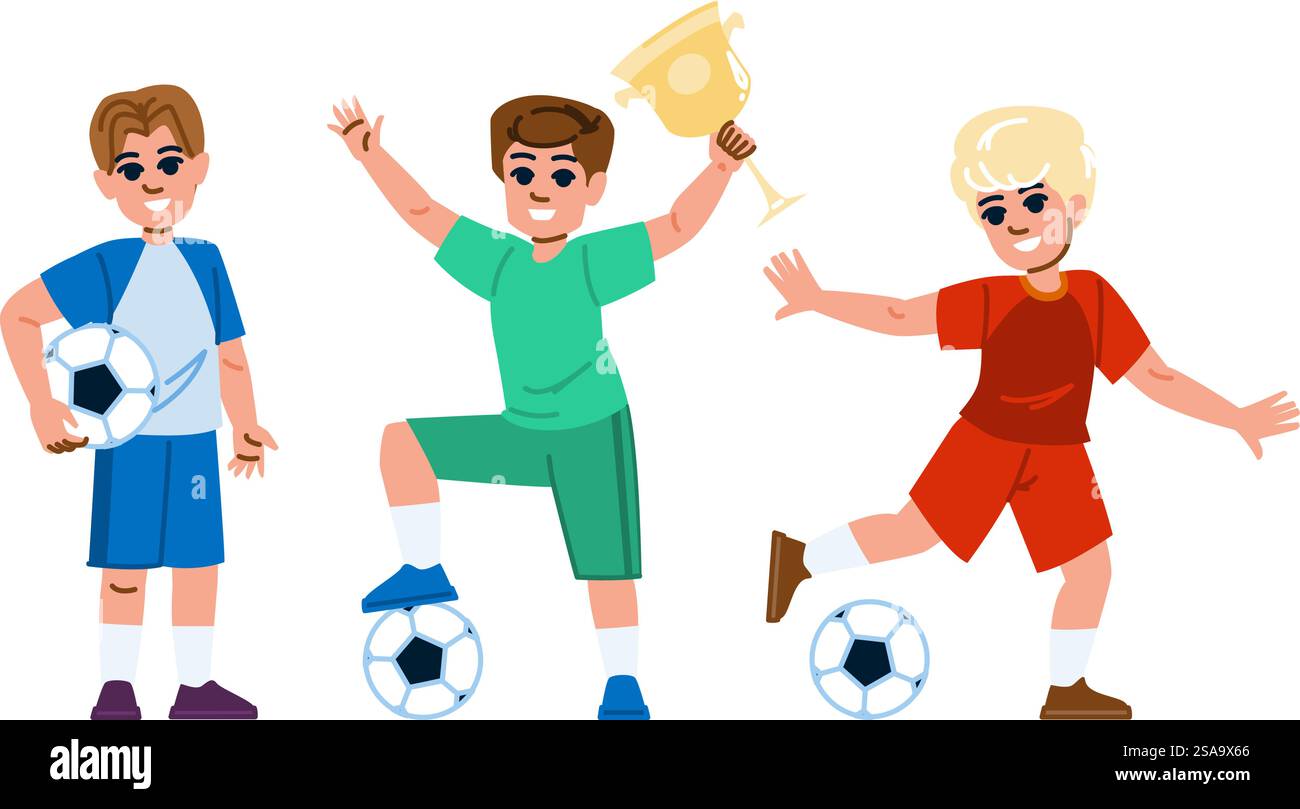 goal kid boy soccer vector. team coach, field kick, score play goal kid ...