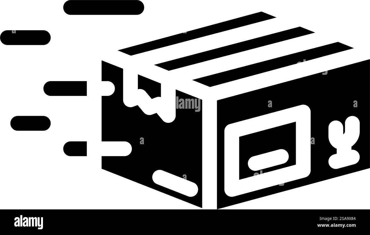 shipping box cardboard packaging glyph icon vector. shipping box ...