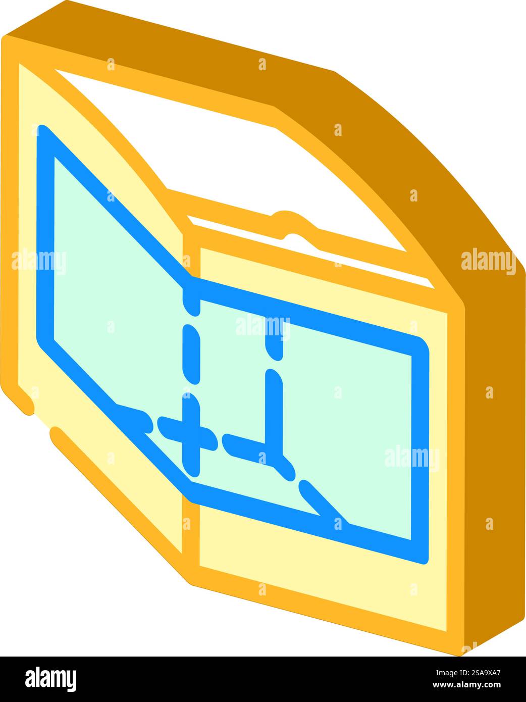 box with window cardboard packaging isometric icon vector. box with ...