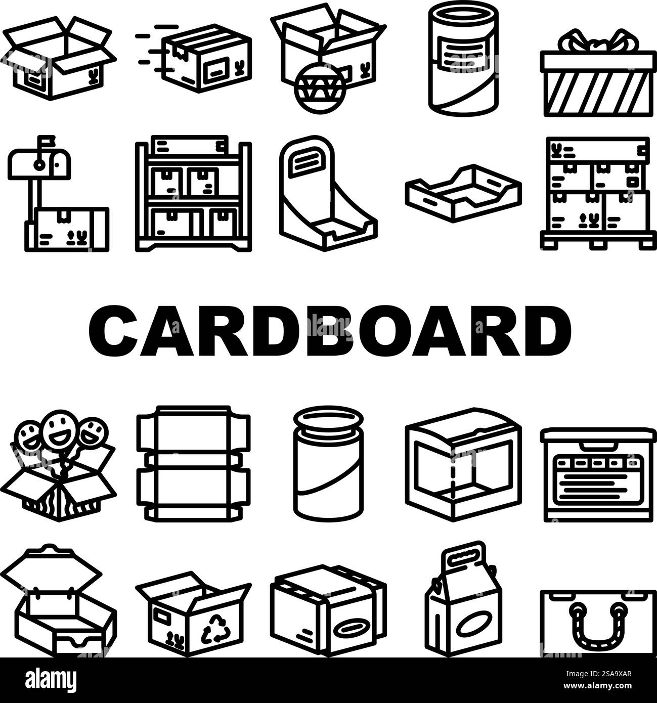 cardboard packaging sustainable icons set vector. ecofriendly durable ...