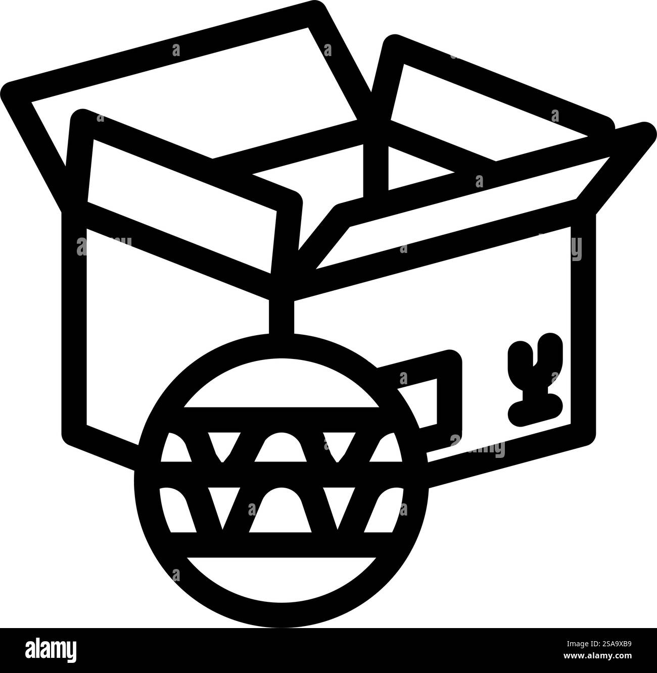 corrugated box cardboard packaging line icon vector. corrugated box ...