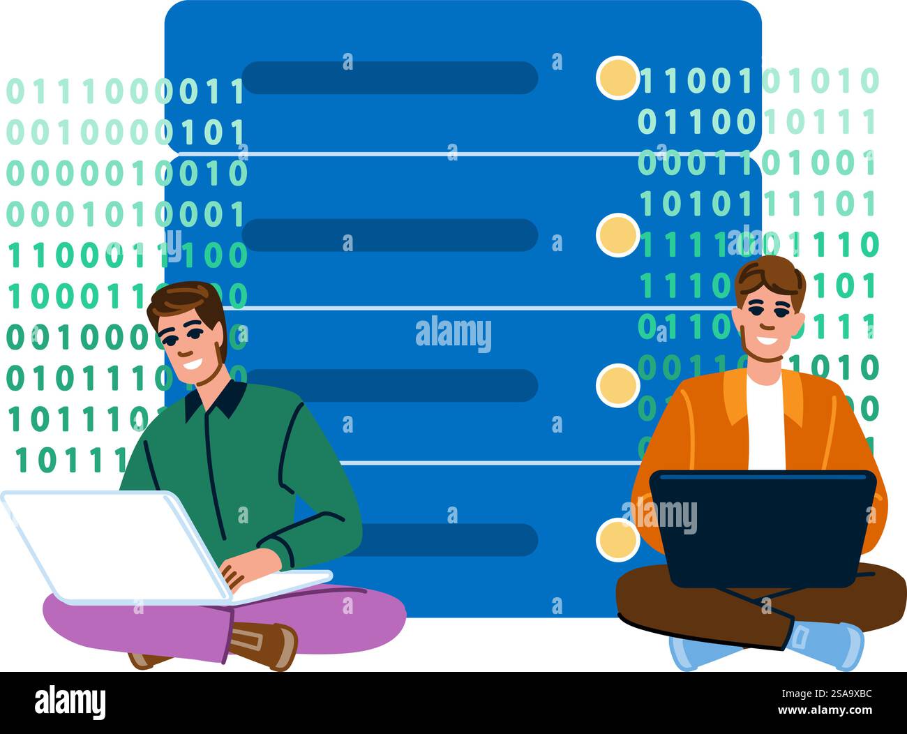 software coding database vector. code data, digital information, cyber ...