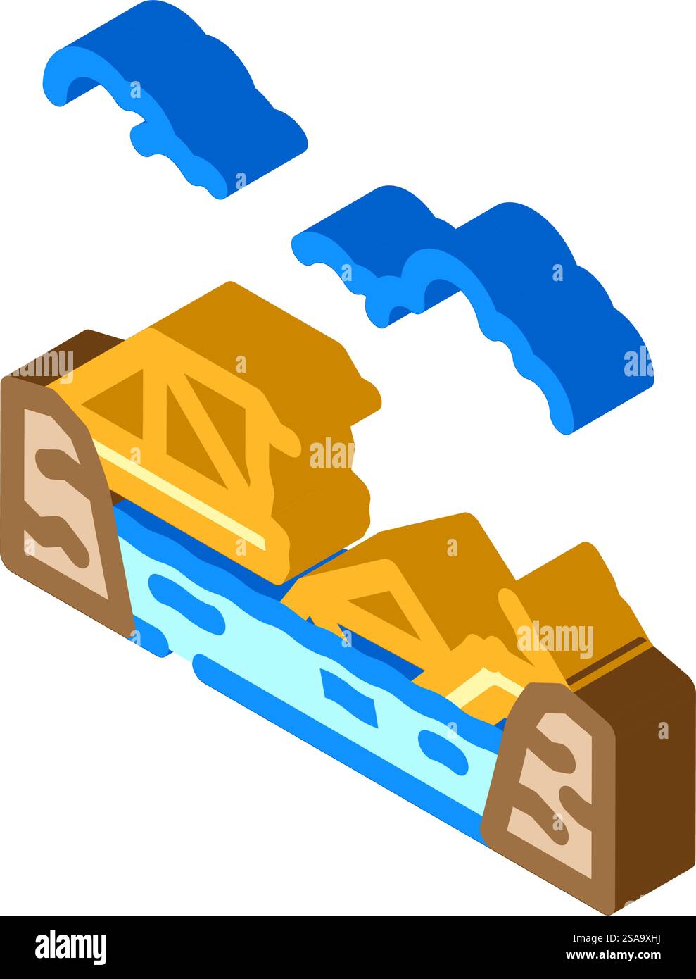 flooded bridge disaster isometric icon vector. flooded bridge disaster ...