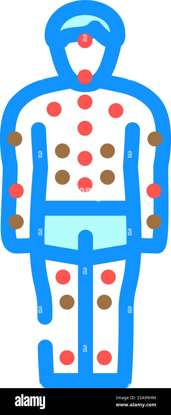 human body outline acupuncture color icon vector. human body outline ...