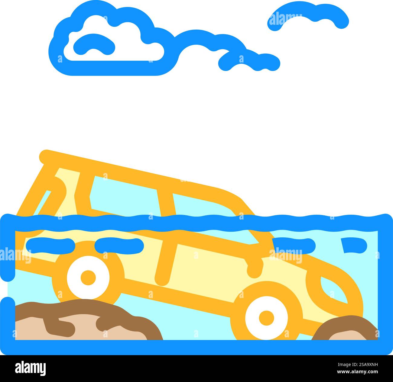 flooded car disaster color icon vector. flooded car disaster sign ...