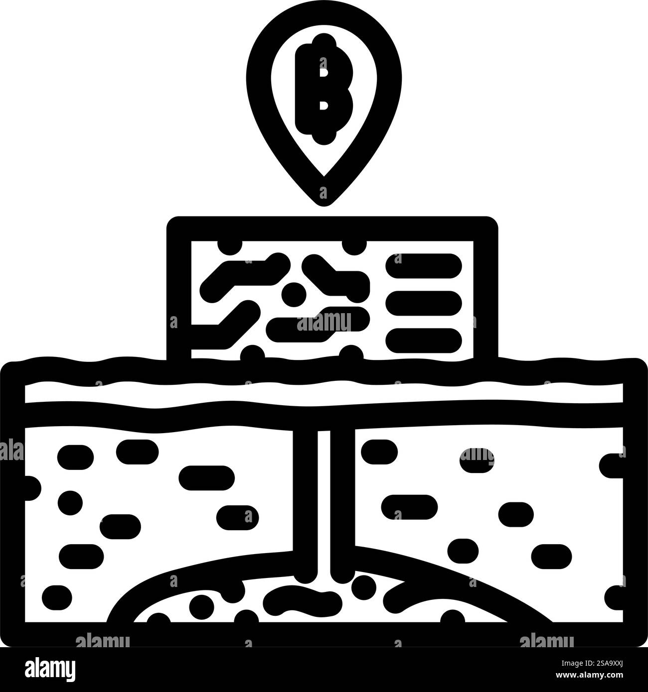 cryptocurrency mining geothermal line icon vector. cryptocurrency ...