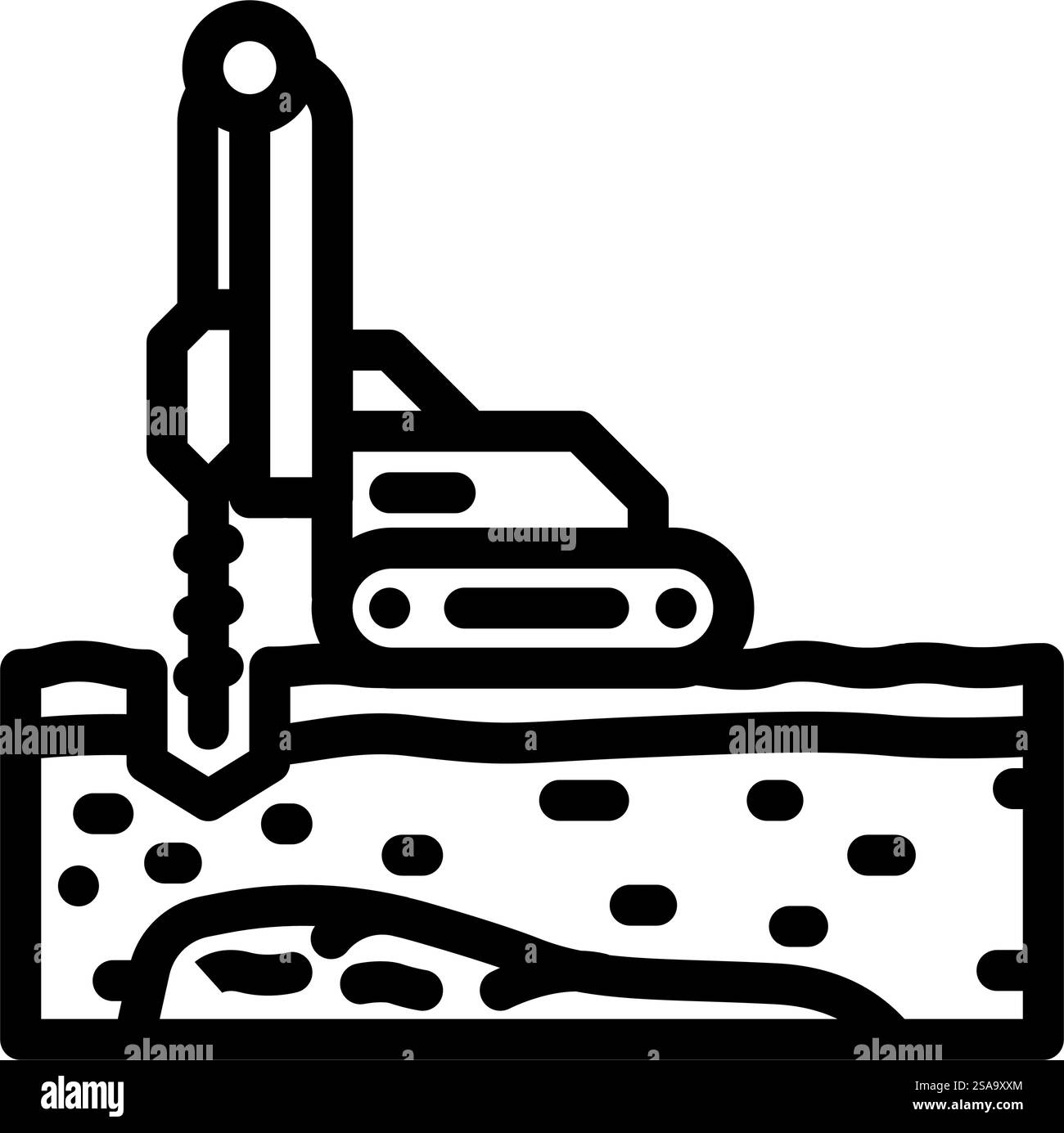 drilling geothermal energy line icon vector. drilling geothermal energy ...