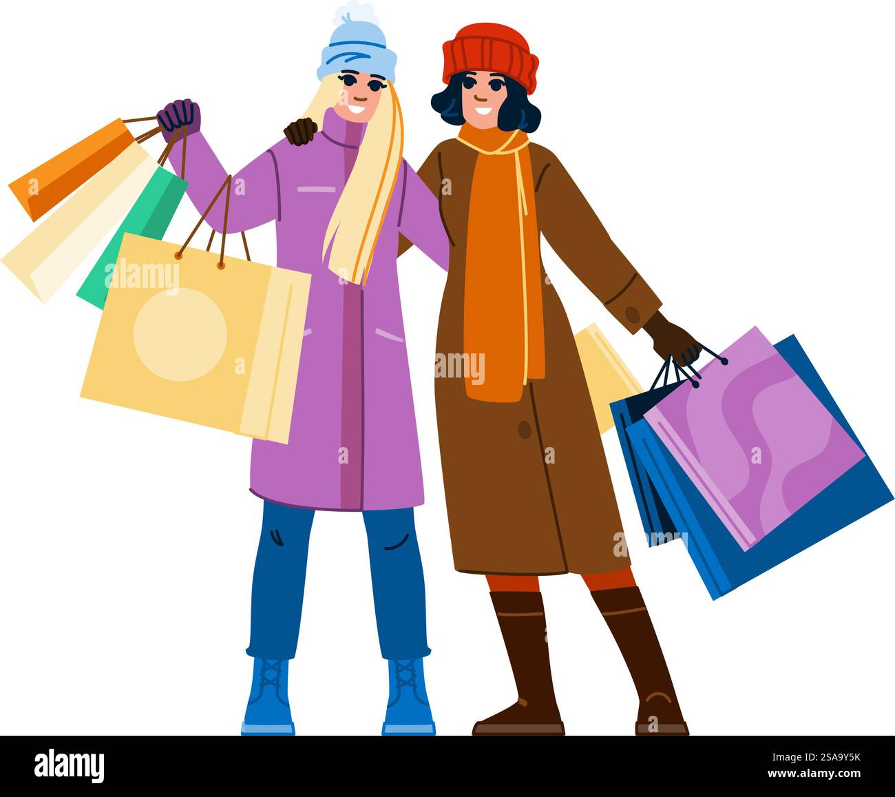 snow winter market vector. holiday festive, shopping gifts, vendors ...