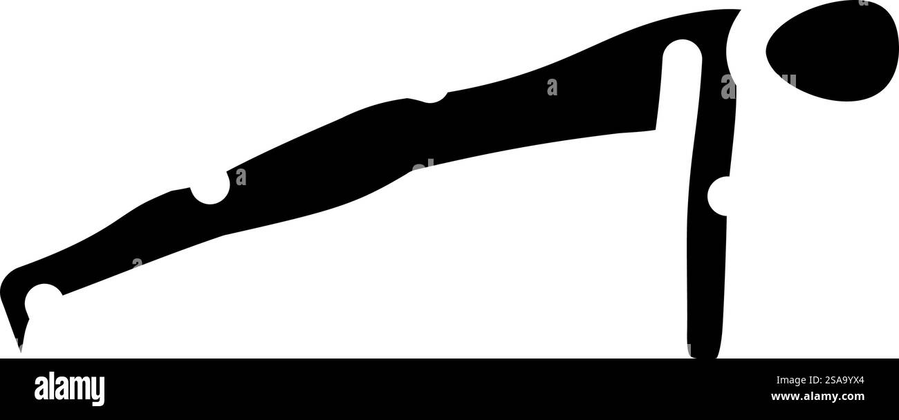 plank pose phalakasana yoga glyph icon vector. plank pose phalakasana ...
