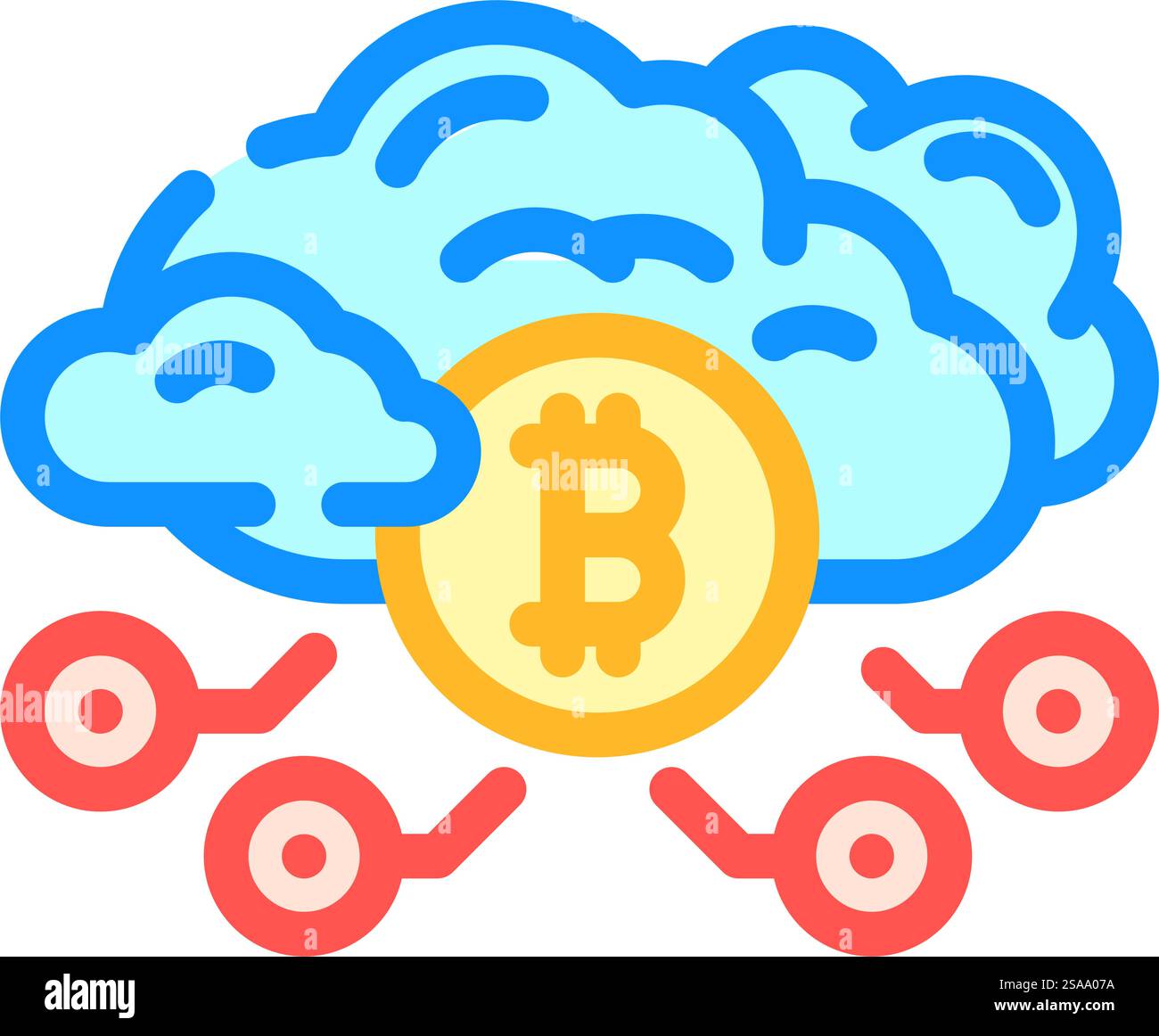cloud cryptocurrency mining color icon vector. cloud cryptocurrency mining sign. isolated symbol ...