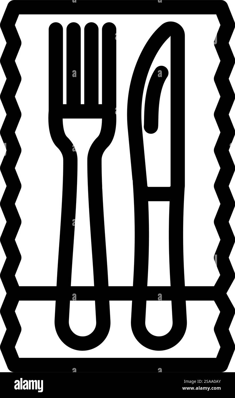 disposable cutlery plastic package line icon vector. disposable cutlery ...