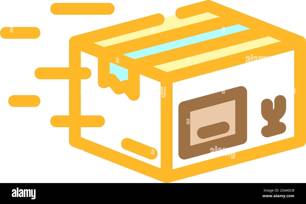 shipping box cardboard packaging color icon vector. shipping box ...