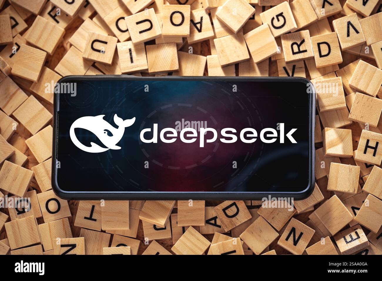 Germany - January 29, 2025: Smartphone with Deepseek logo on a ...