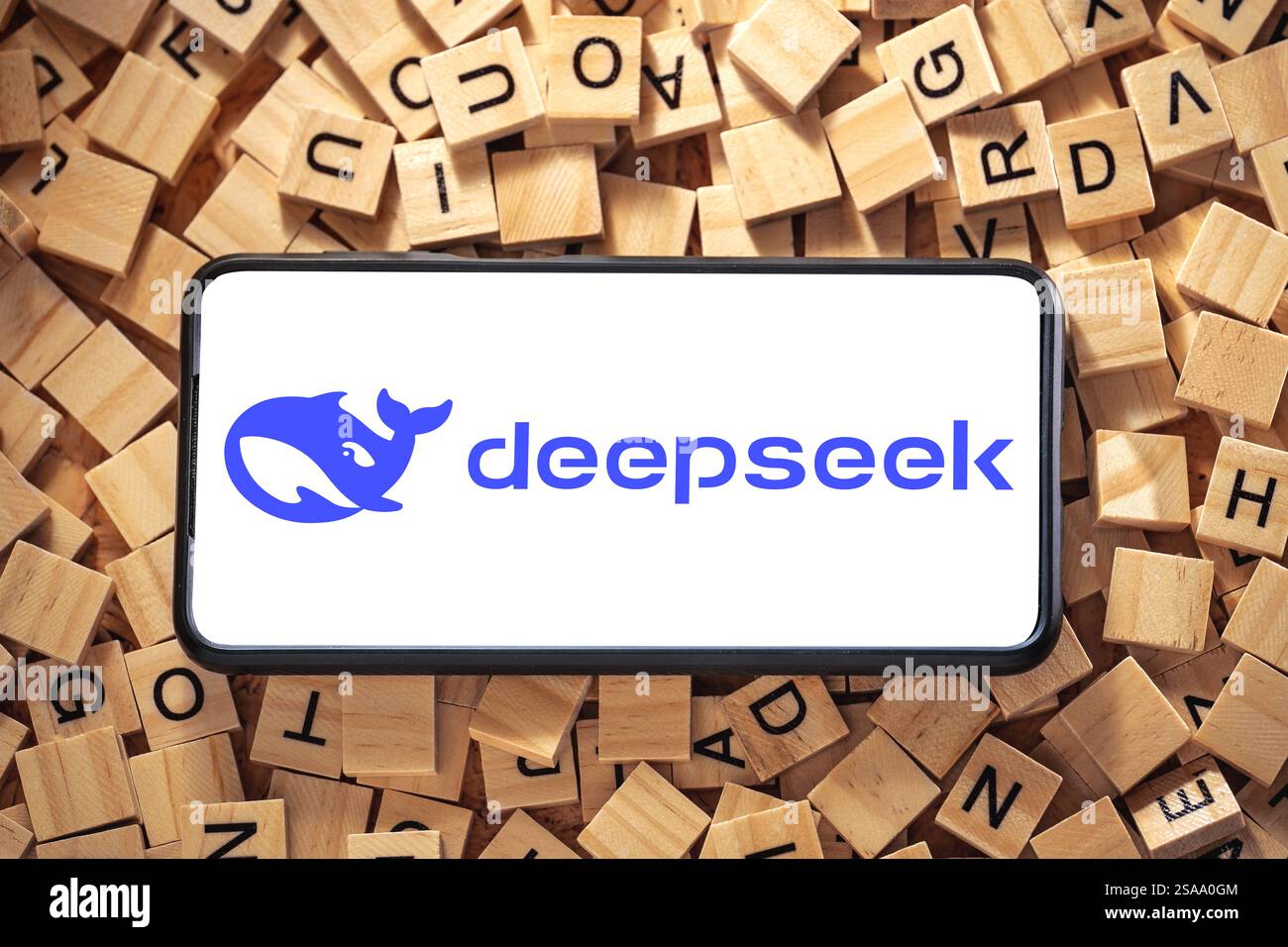 Germany - January 29, 2025: Smartphone with Deepseek logo on a ...