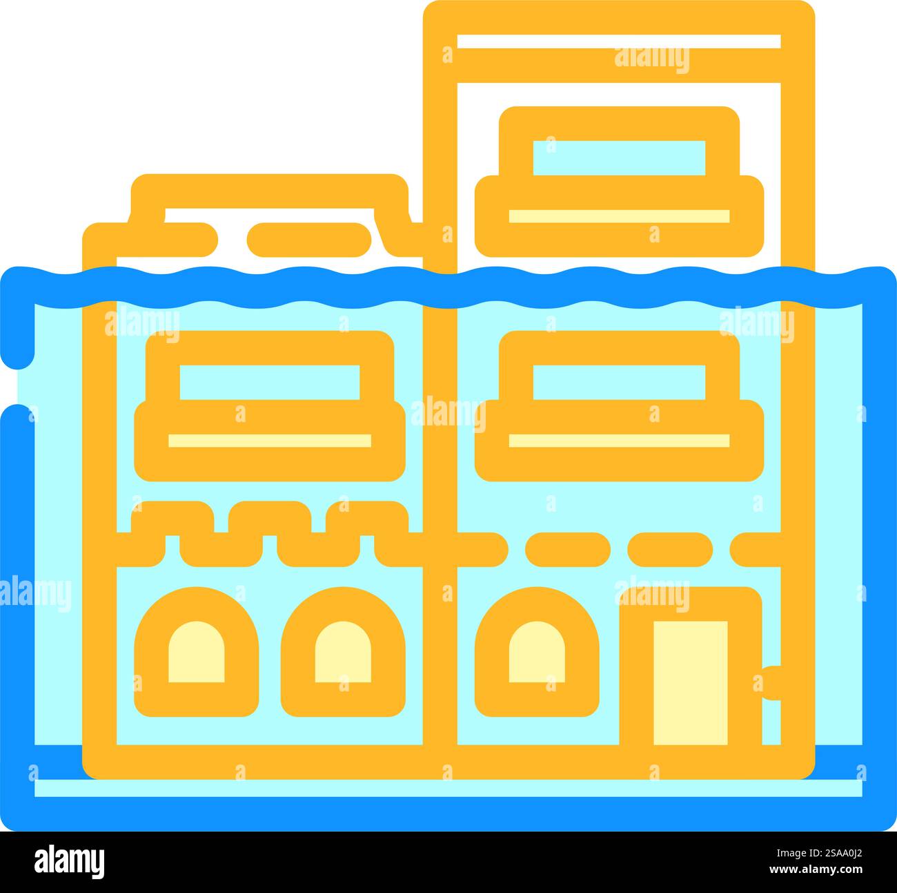 flooded streets hurricane disaster color icon vector. flooded streets ...