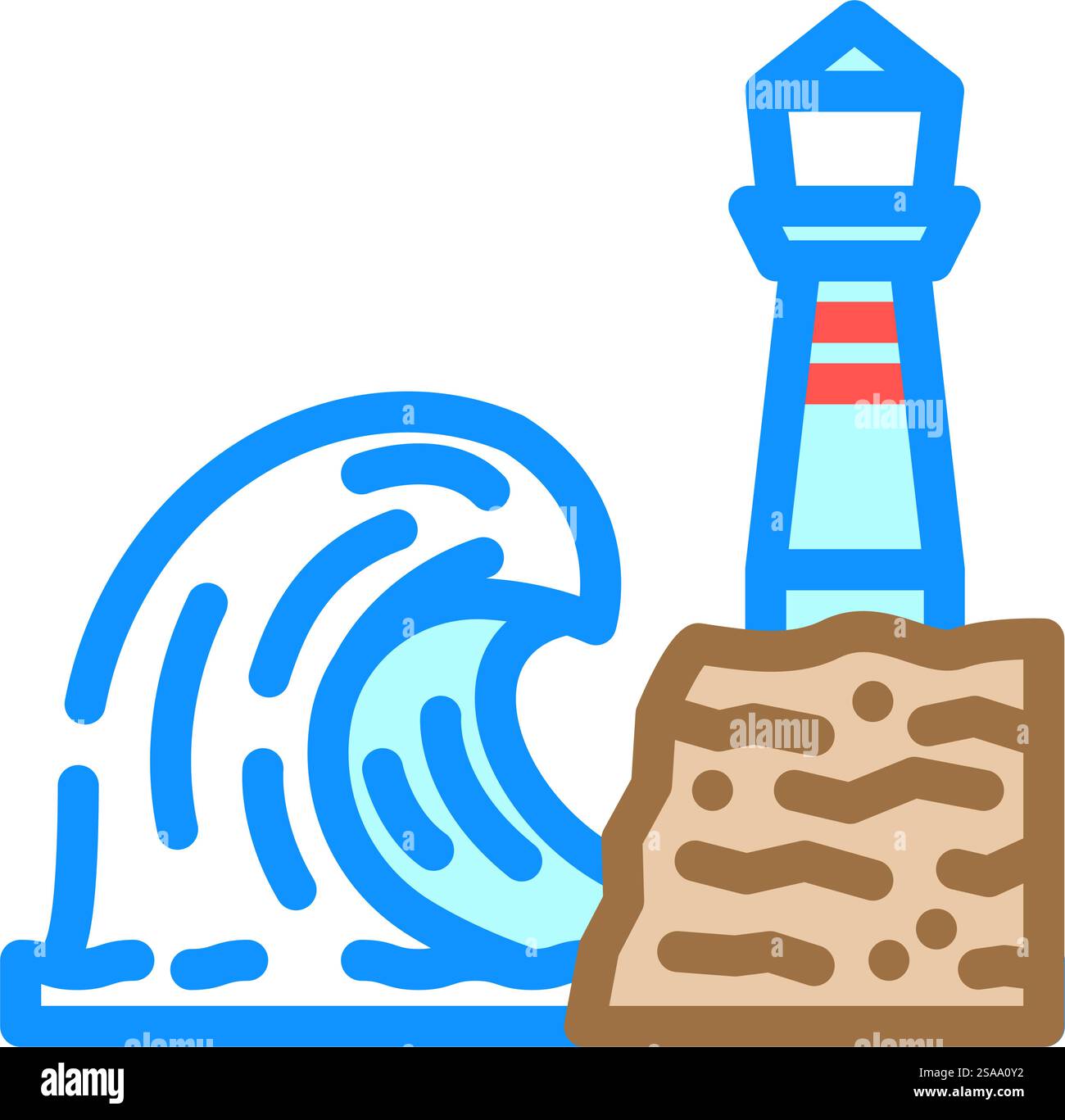 high waves hurricane disaster color icon vector. high waves hurricane ...