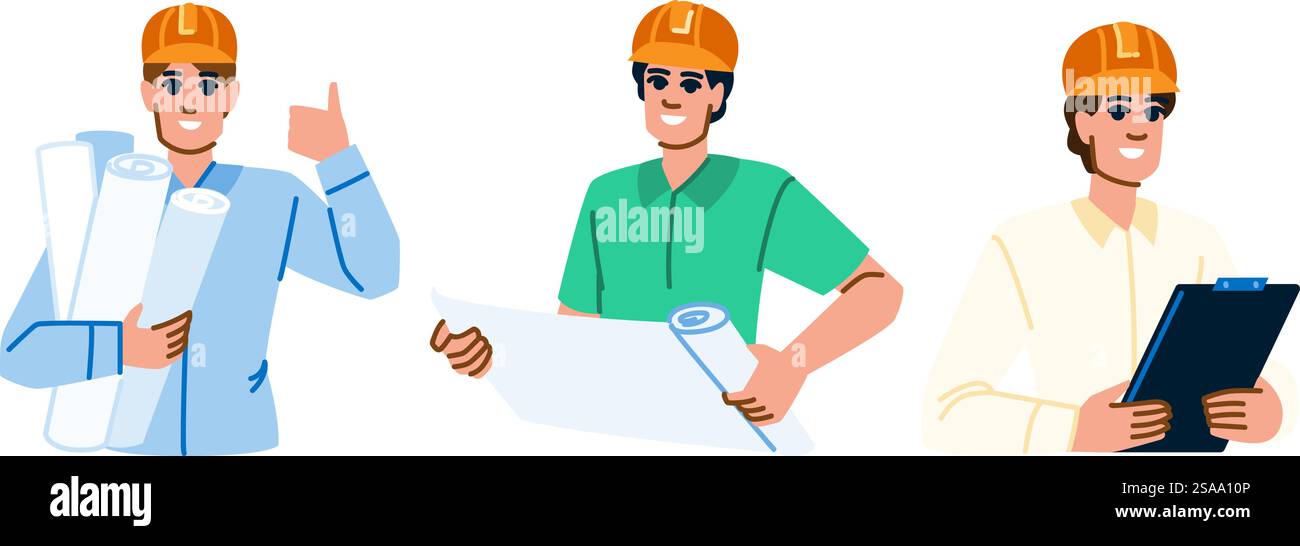 project man architect vector. helmet office, contractor worker ...