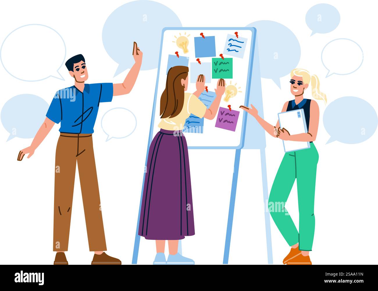 ideas whiteboard meeting vector. creativity teamwork, discussion agenda ...