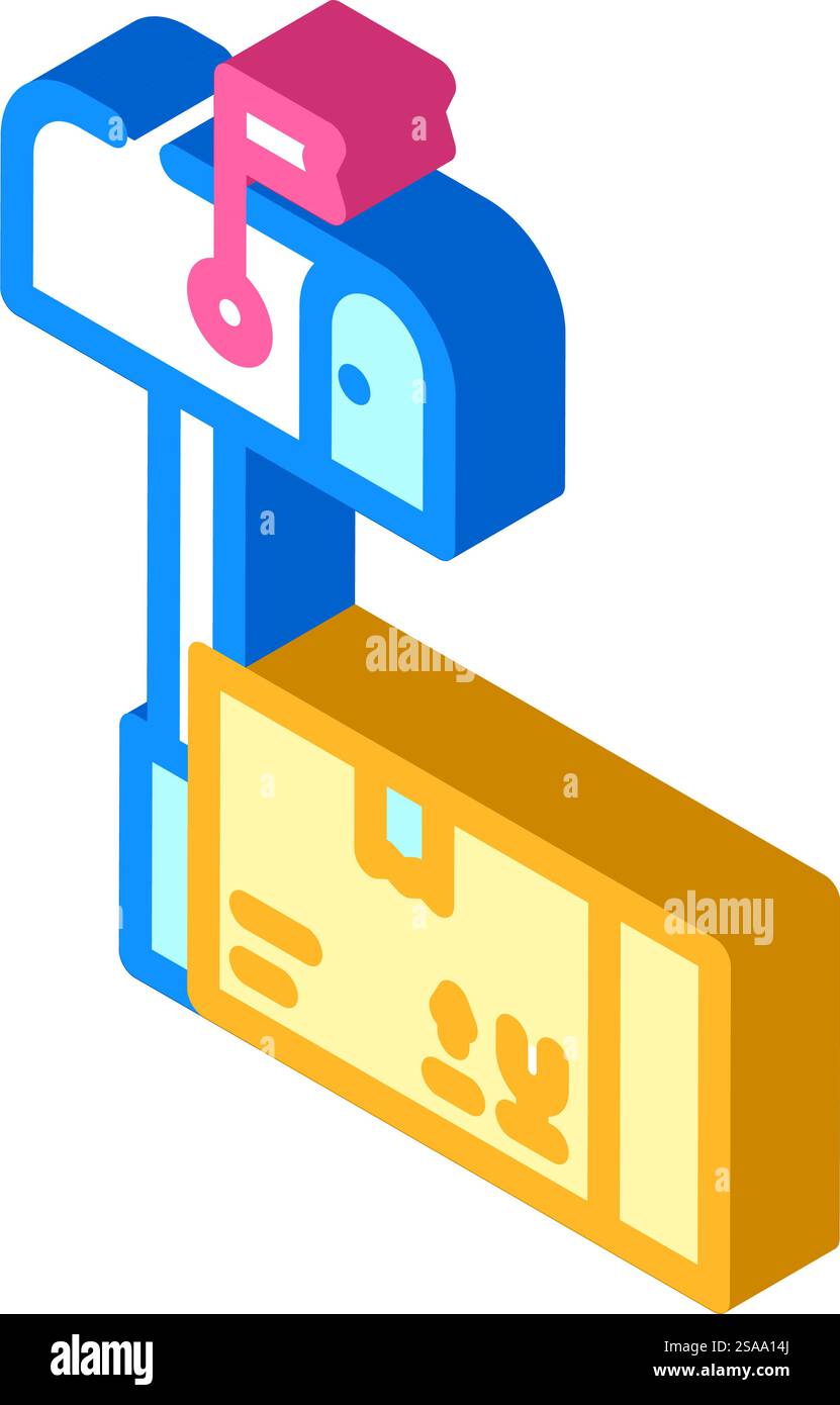 mailer box cardboard packaging isometric icon vector. mailer box ...