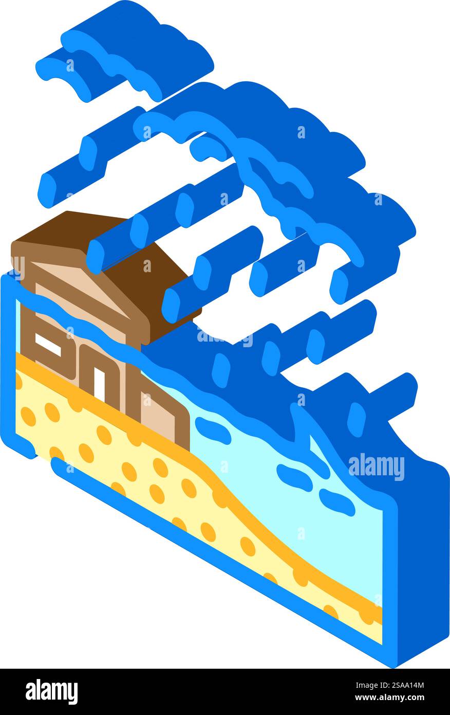 storm surge flooding hurricane disaster isometric icon vector. storm ...