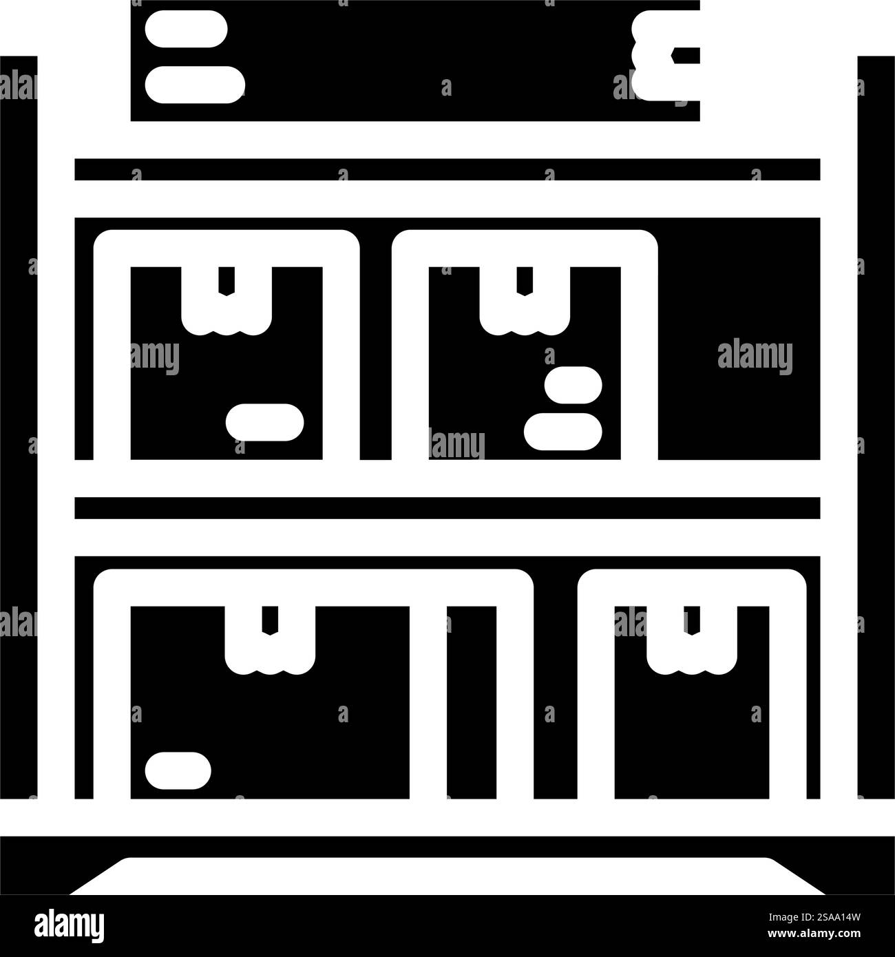 shelf box cardboard packaging glyph icon vector. shelf box cardboard ...