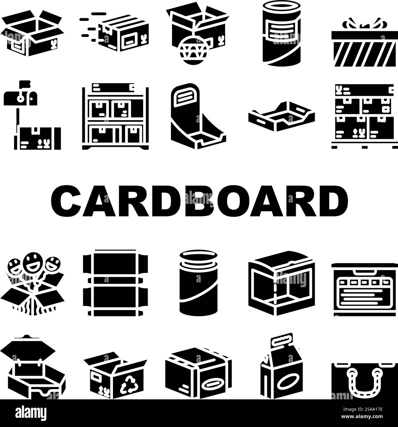 cardboard packaging sustainable icons set vector. ecofriendly durable ...