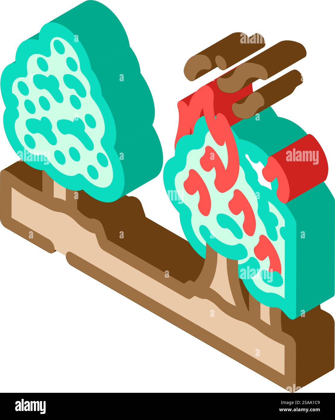 firebreak line wildfire disaster isometric icon vector. firebreak line ...