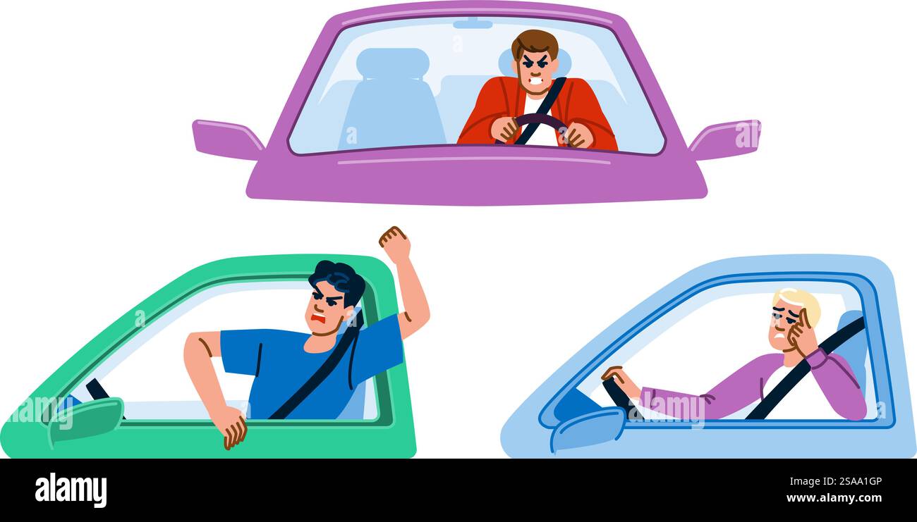 frustration stress traffic road man vector. delay gridlock, bottleneck ...