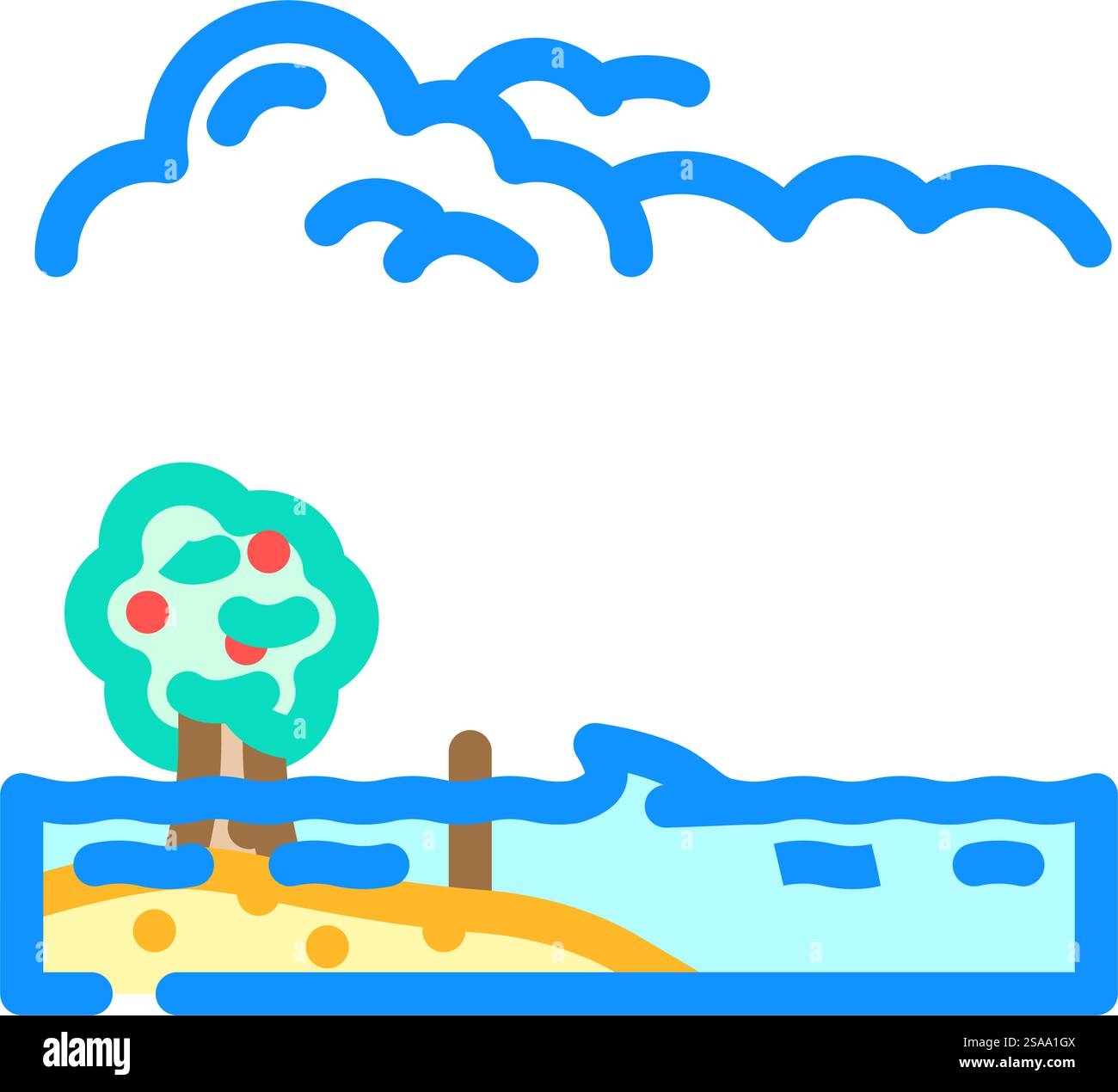 overflowing river disaster color icon vector. overflowing river ...