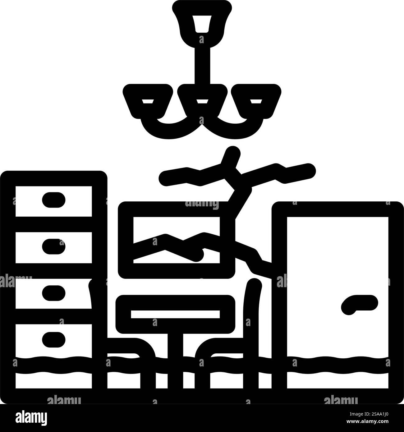 water rising inside home line icon vector. water rising inside home ...