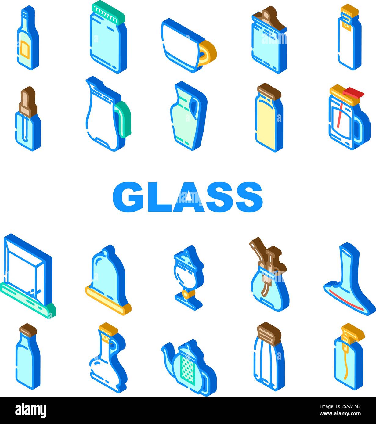 glass packaging transparency icons set vector. cup, mug, bottle ...