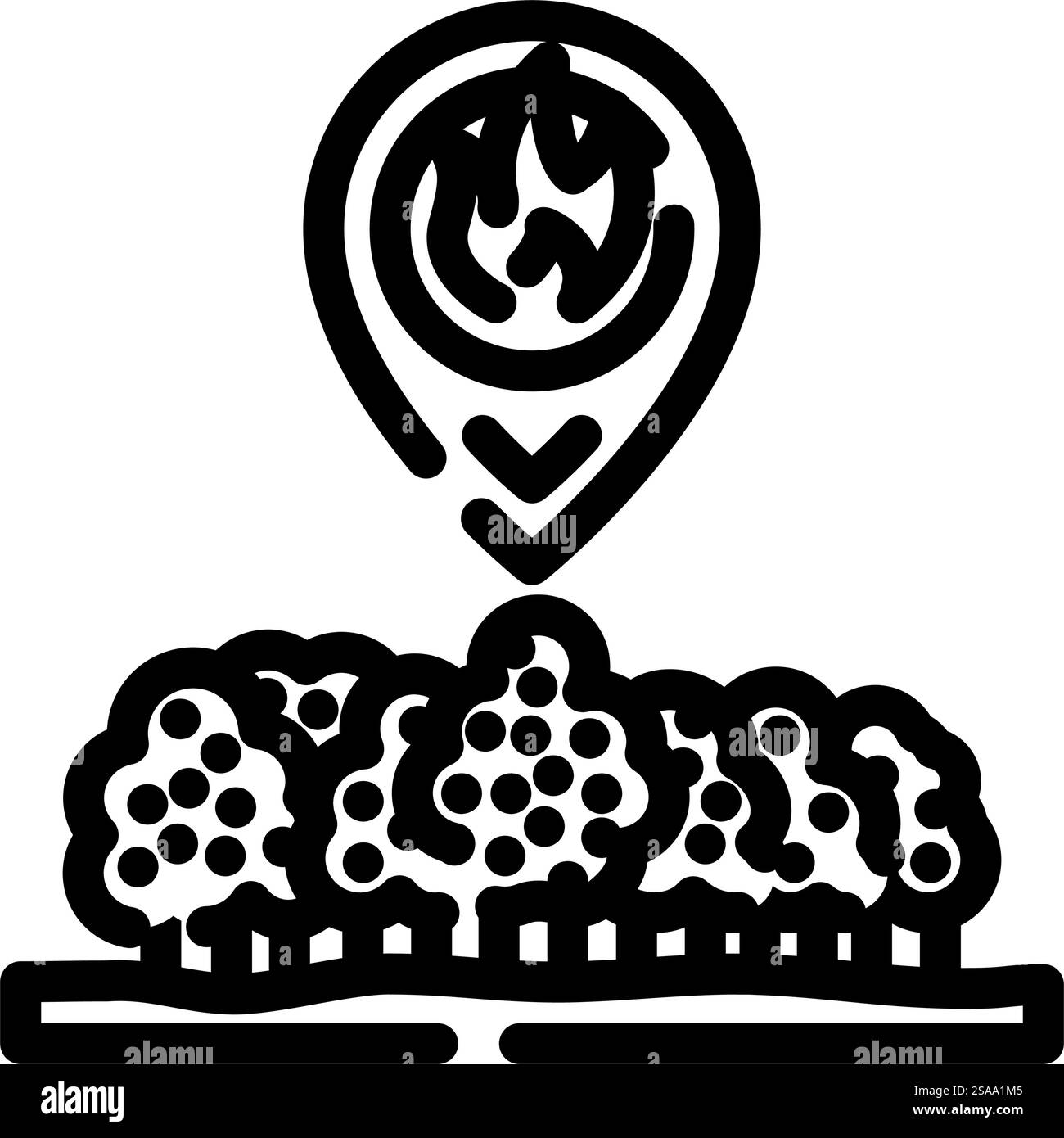 location forest fire line icon vector. location forest fire sign ...