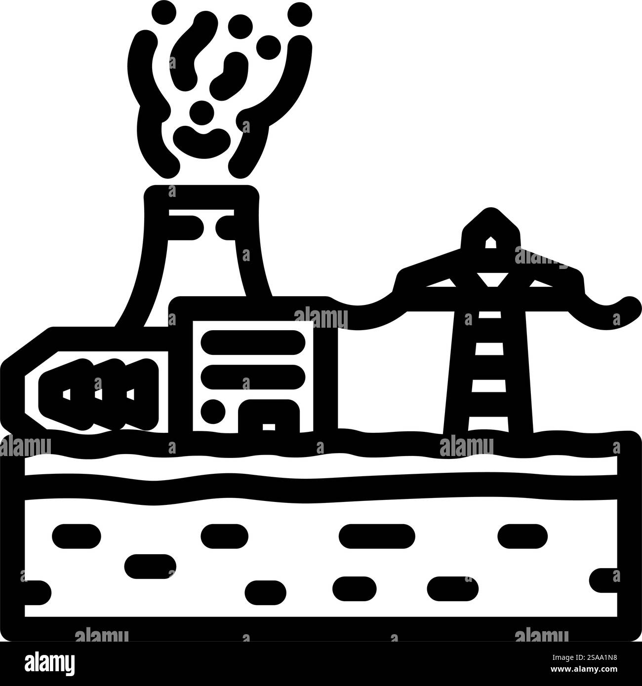 power grid geothermal energy line icon vector. power grid geothermal ...
