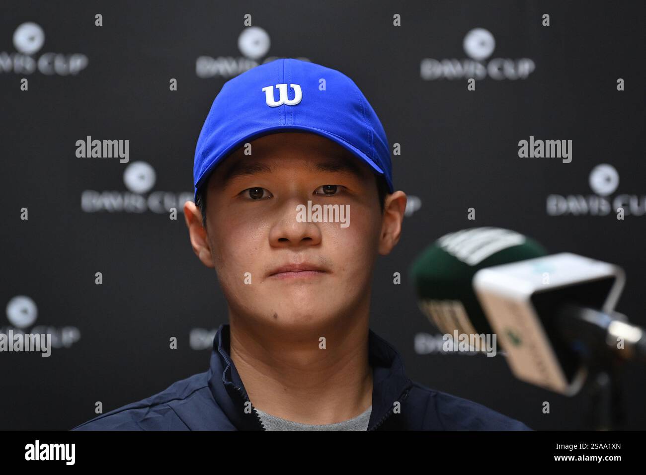 Korean tennis player Soonwoo KWON speaks during the press conference ...