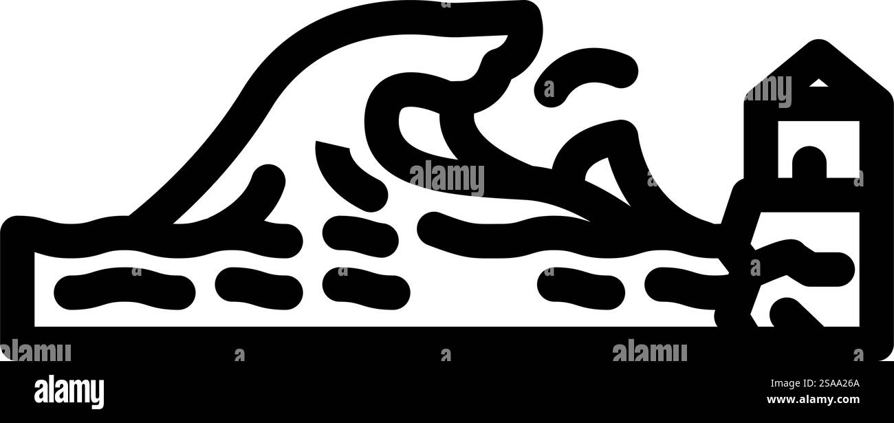 tsunami wave natural phenomena line icon vector. tsunami wave natural ...