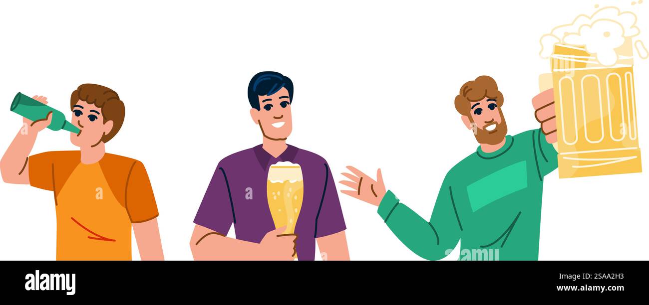 brew man drinking beer vector. pint lager, pub bar, cheers refreshment ...