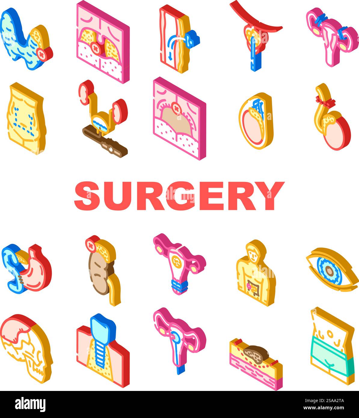 surgery hospital operation icons set vector. anesthesia recovery ...
