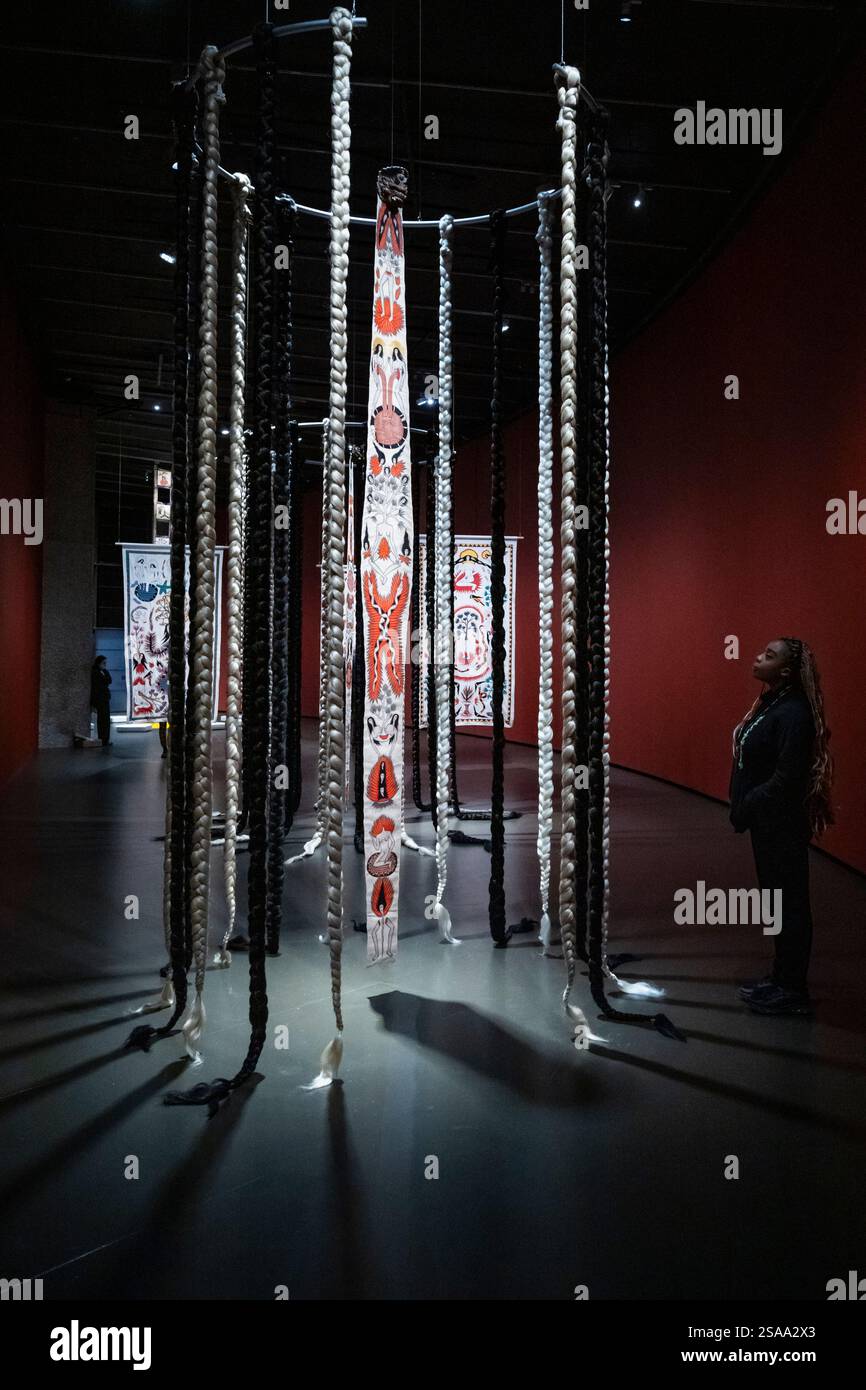 London, UK. 29 January 2025. ‘Act Two’, 2024, acrylic on python skin and artificial hair, at the ...