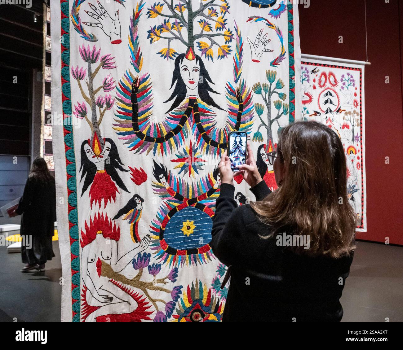 London, UK. 29 January 2025. ‘Act Three’, 2024, embroidery on canvas, at the preview of ‘Into ...