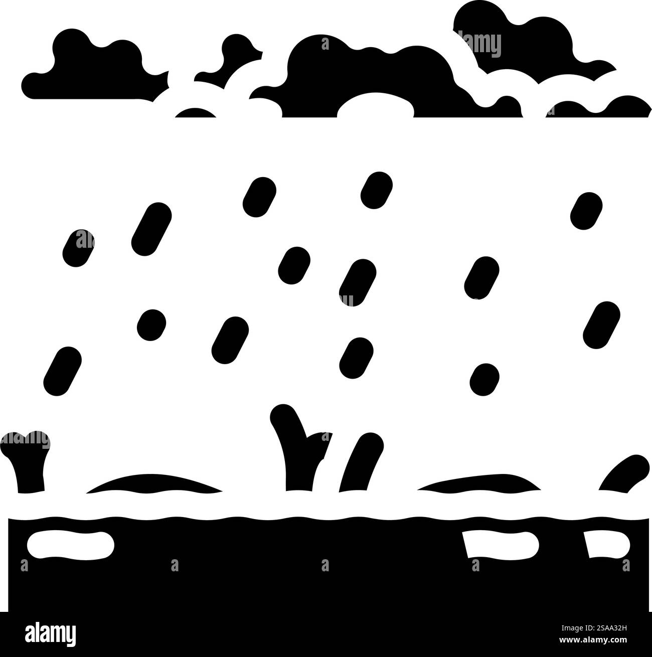 waterlogged ground disaster glyph icon vector. waterlogged ground ...