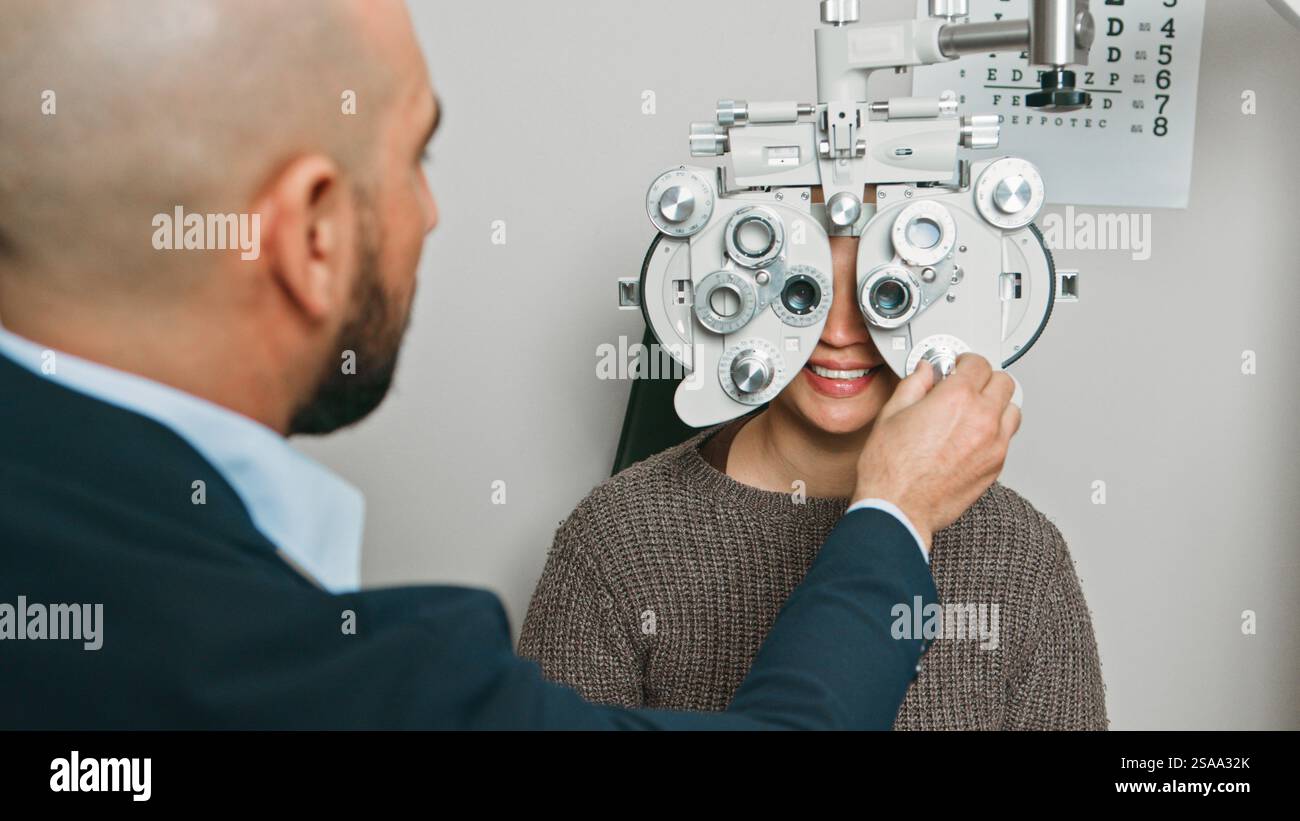 Professional Eye Examination with Patient Using Refraction Equipment in ...