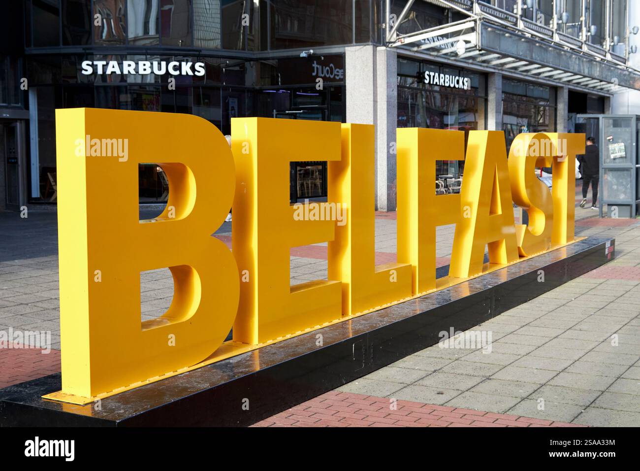 belfast tourist selfie sign outside castle court shopping centre ...