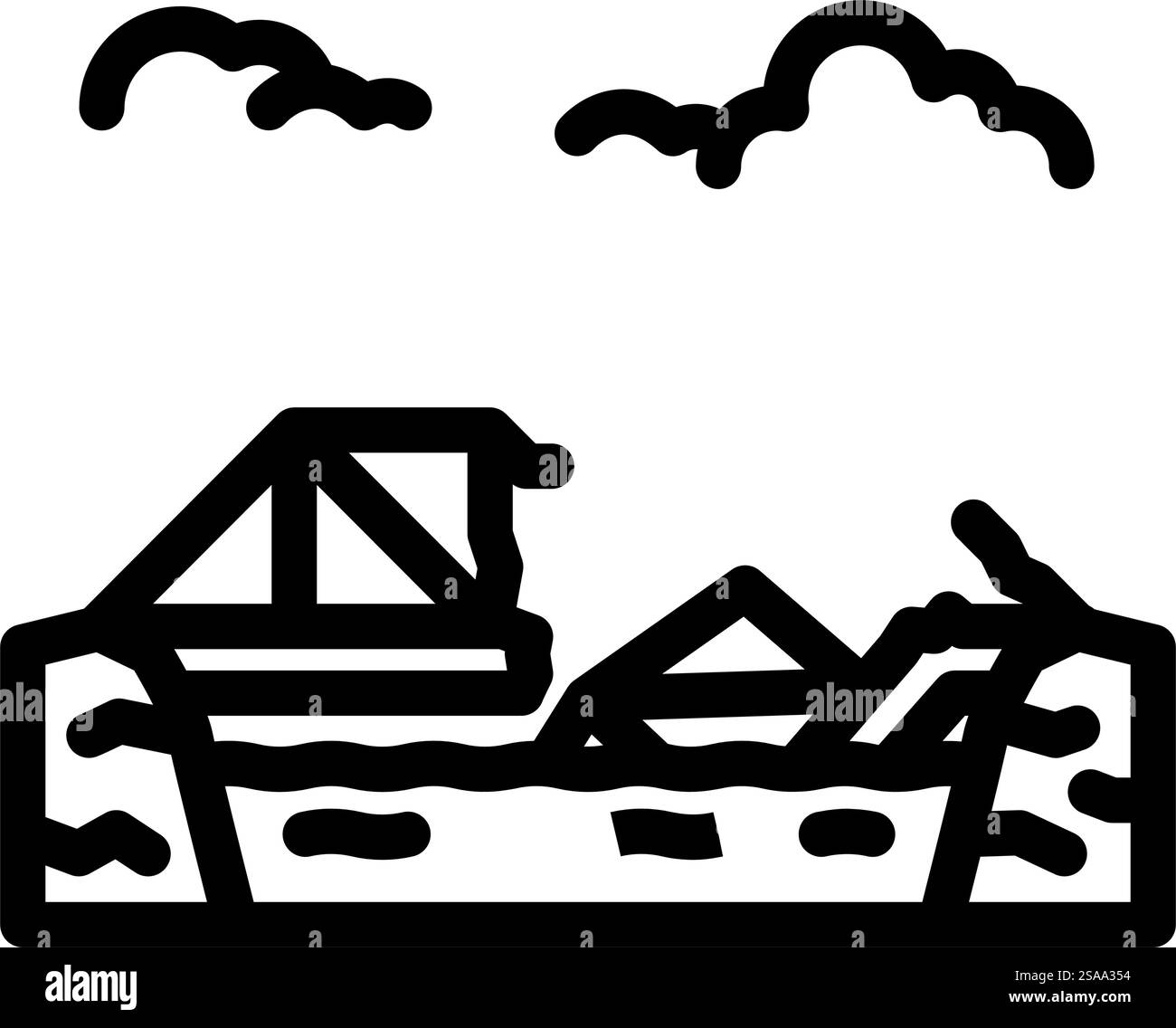 flooded bridge disaster line icon vector. flooded bridge disaster sign ...