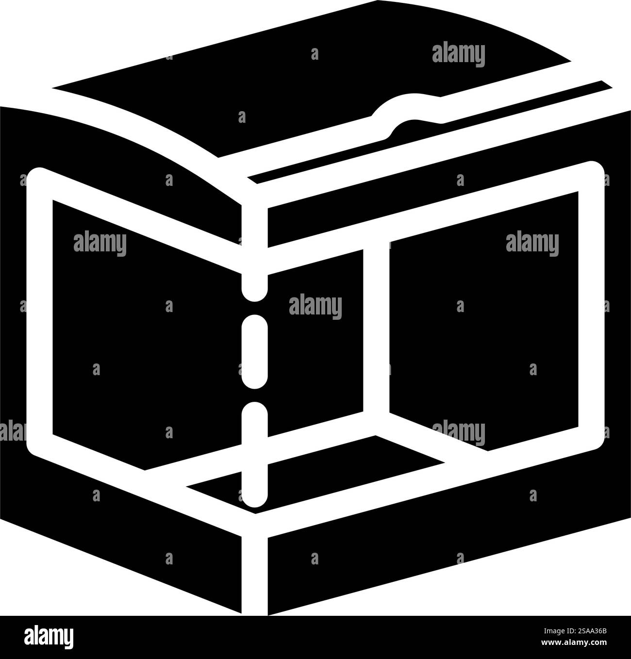 box with window cardboard packaging glyph icon vector. box with window ...