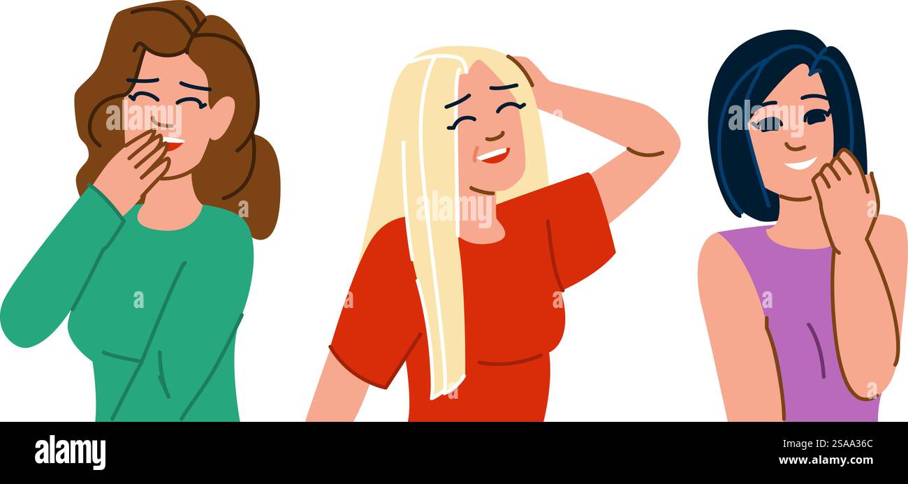 chuckle woman laughing vector. humor amusement, delight cheer, mirth ...