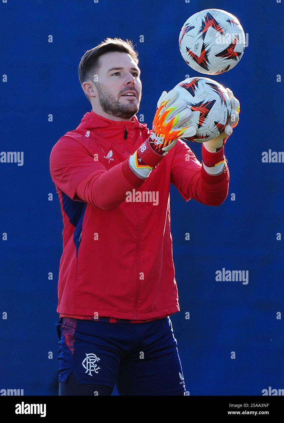 Rangers goalkeeper Jack Butland during a training session at the ...