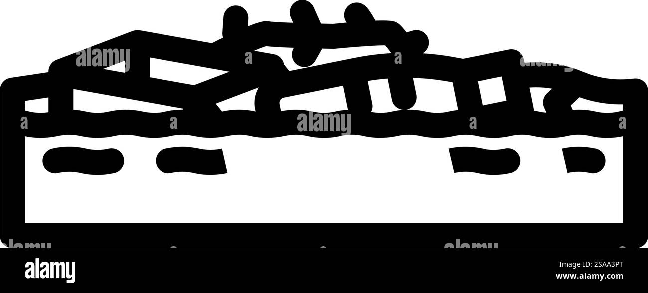 floodwater with debris line icon vector. floodwater with debris sign ...