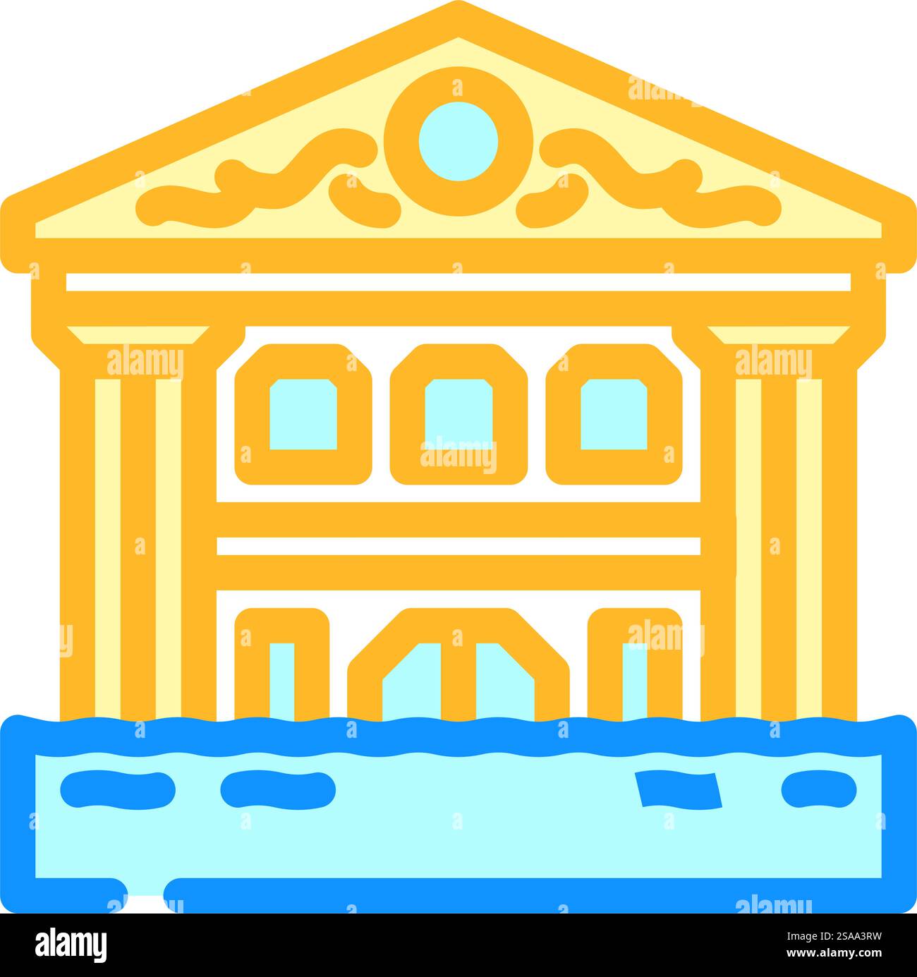 flooded building disaster color icon vector. flooded building disaster ...