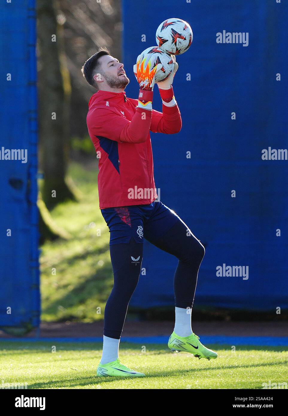 Rangers goalkeeper Jack Butland during a training session at the ...